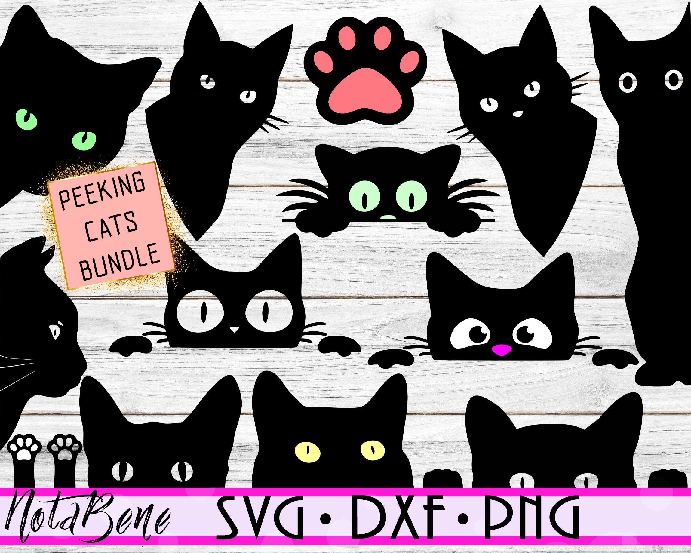 Peeking Black Cat SVG Silhouette Clipart Peek a Boo Cats SVG - Etsy Canada