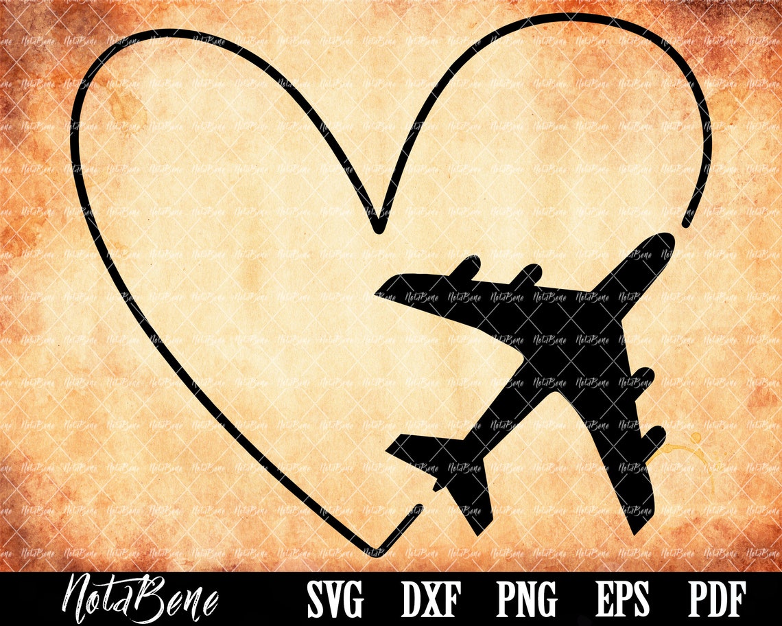 Plane Route Line Heart SVG Flight Route SVG Travel Svg - Etsy
