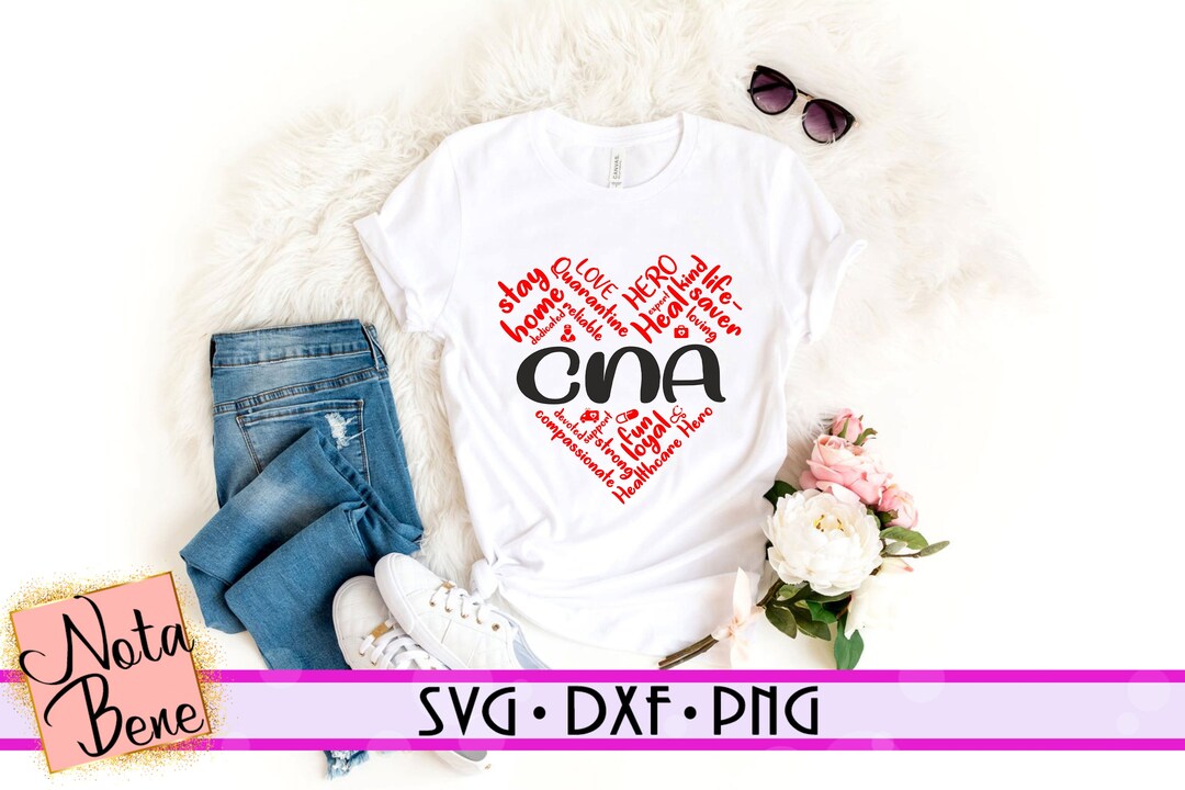 Certified Nursing Assistant CNA Heart Shape Svg Healthcare Hero Cut ...