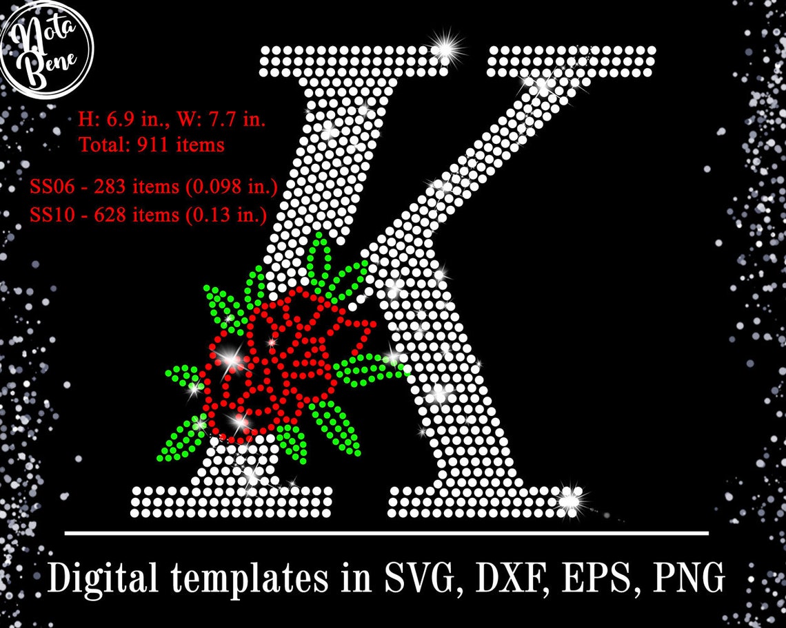 Rhinestone Letter K, Diamond Bling Letter, Rose Alphabet Letter K ...