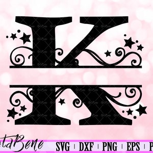 K Split Monogram SVG Split Letter K SVG Divided Initial K Decorative K ...
