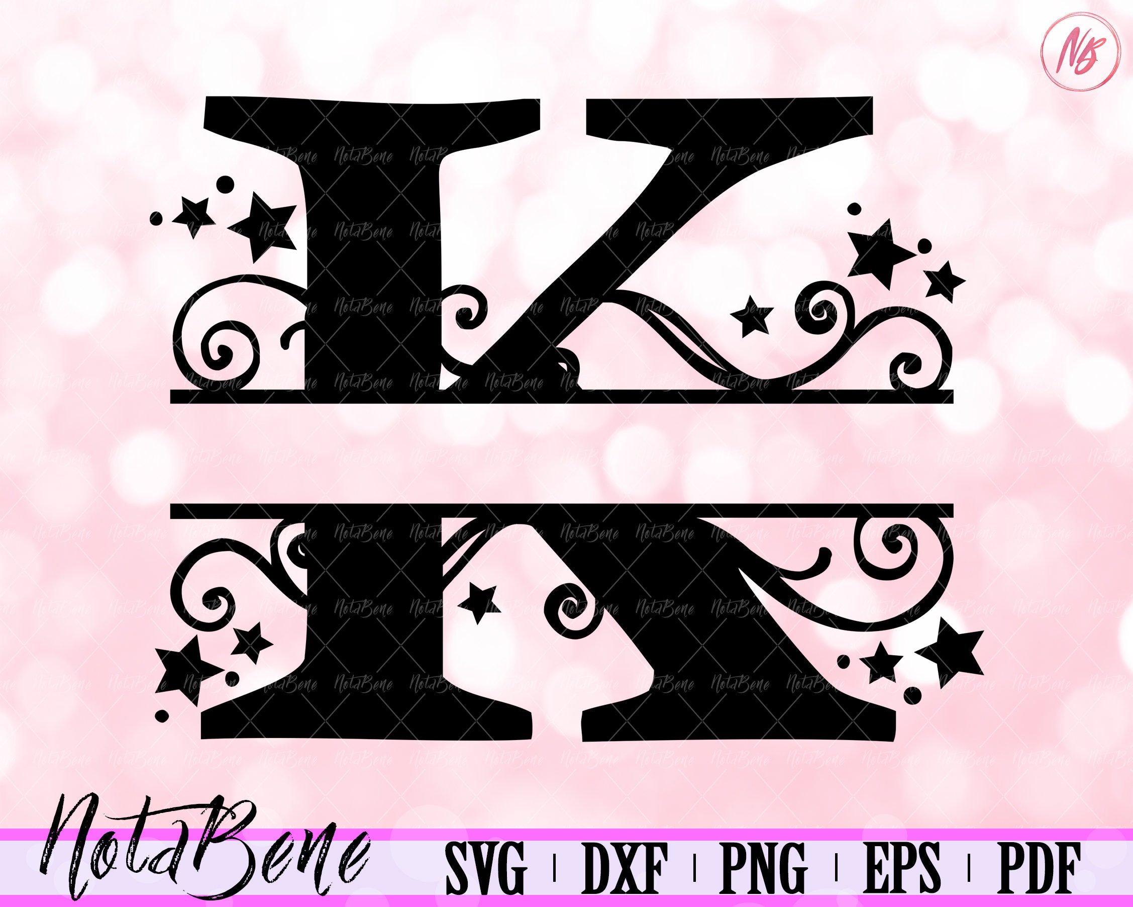 K Split Monogram SVG Split Letter K SVG Divided Initial K | Etsy Canada