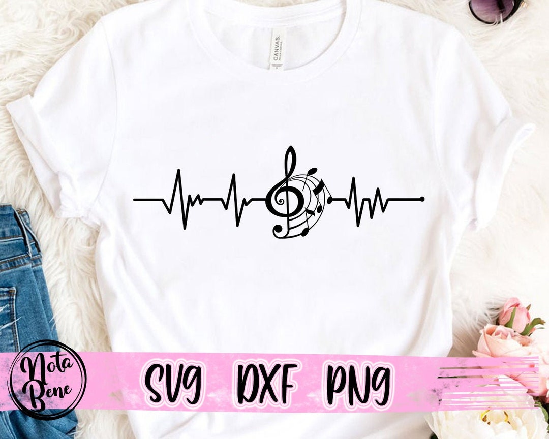 Music Note Heartbeat Line Svg Treble G Clef Svg ECG Line Svg Musician ...