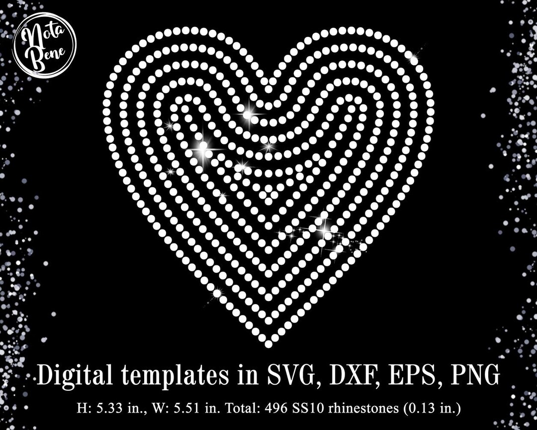 Rhinestone Template Heart Svg Digital Download Heart Bling Rhinestones ...