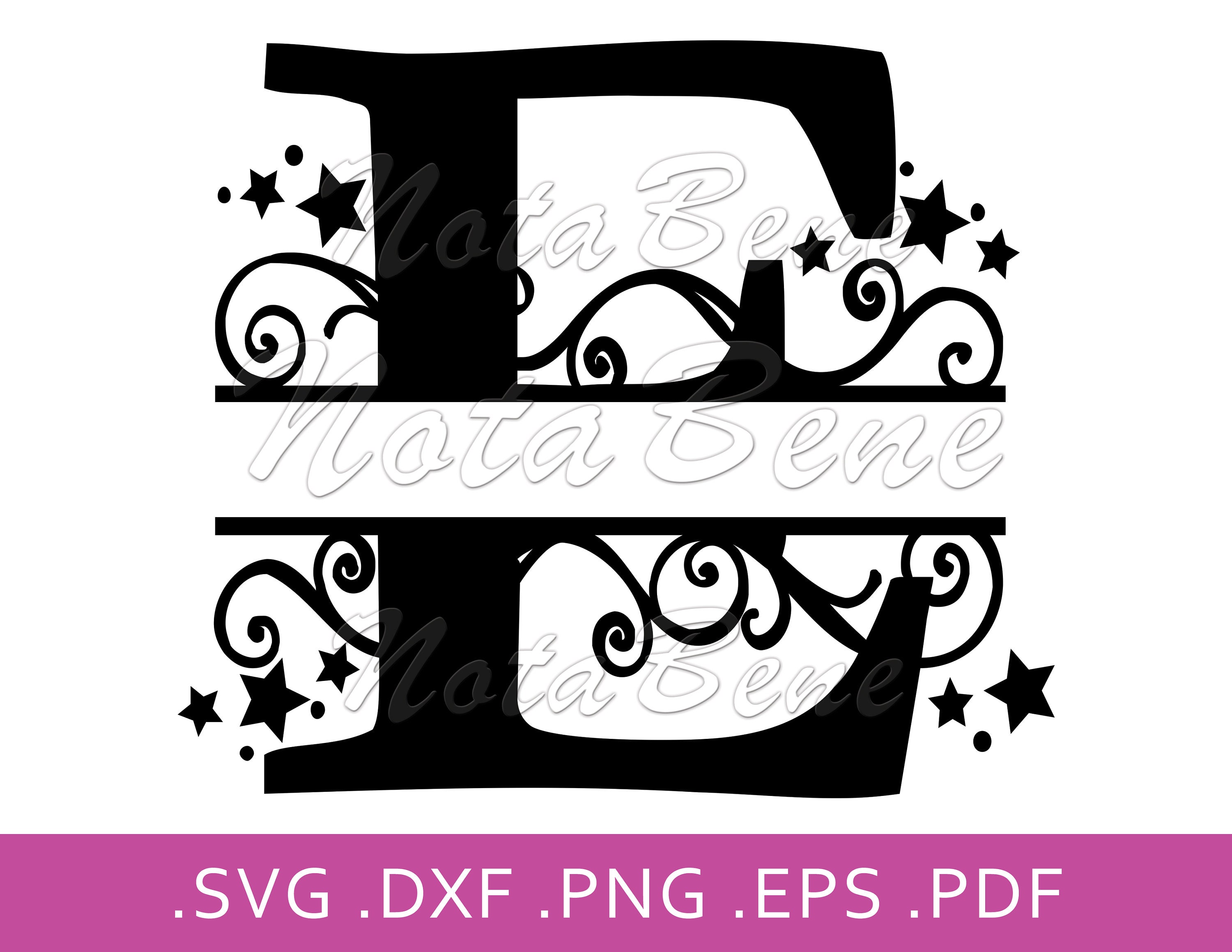 Elegant E Split Monogram SVG Swirls Starssplit Letter E SVG - Etsy UK