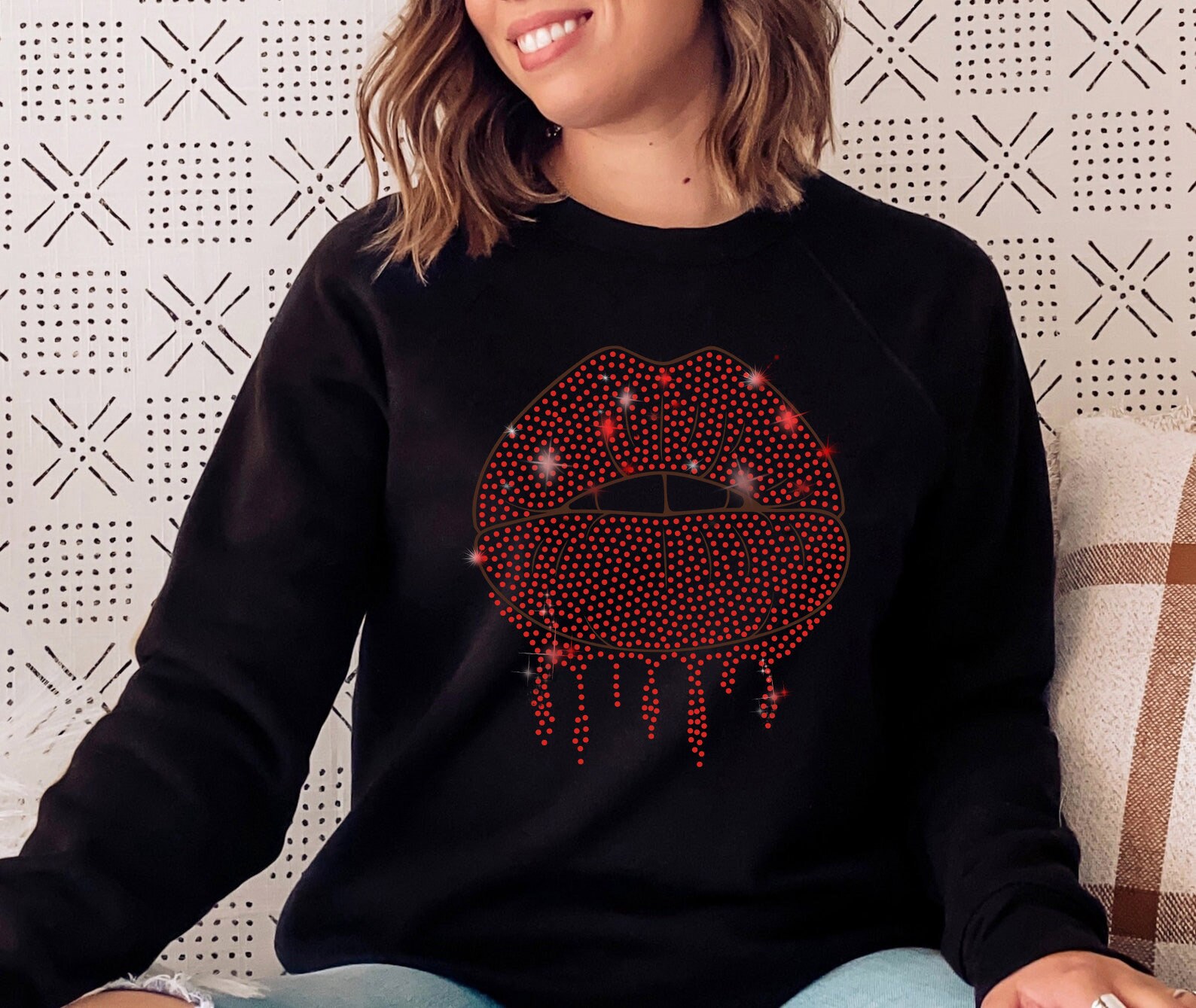 Rhinestone Template Svg Dripping Lips Svg Digital Download - Etsy