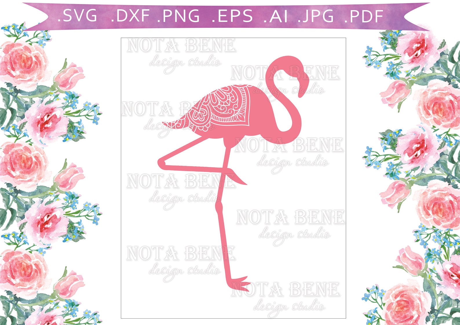 Pink Flamingo Mandala SVG DXF Digital Download File Bird - Etsy