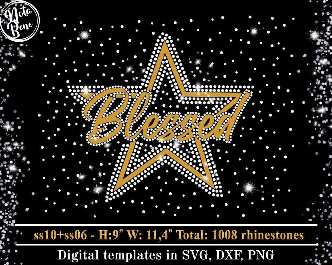 Blessed Svg, Rhinestone Template SVG, Bling Svg, Christian Quote Svg ...
