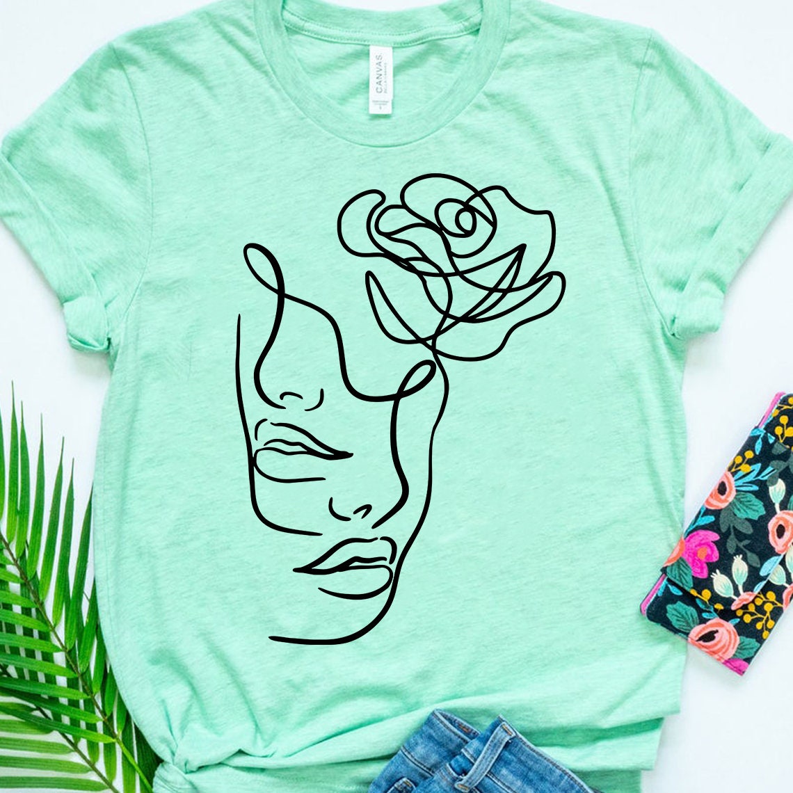 Two Women Face Svg Floral Flowers Single Line Art Svg Two - Etsy