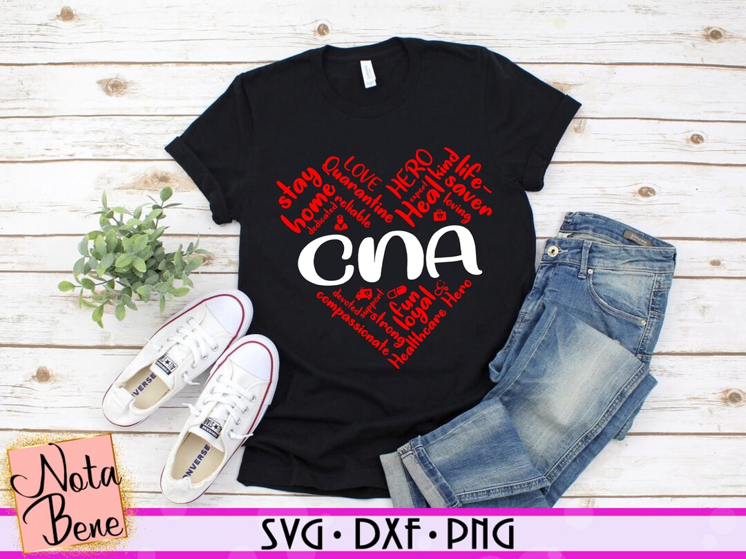 Certified Nursing Assistant CNA, SVG Heart Shape, Healthcare Hero Cut ...