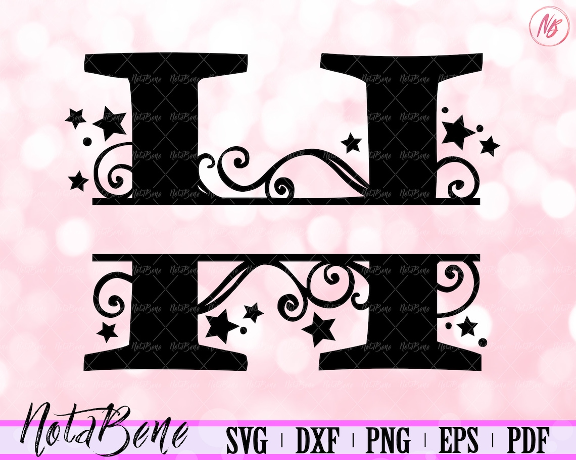 H Split Monogram SVG Split Letter H SVG Divided Initial H Svg | Etsy