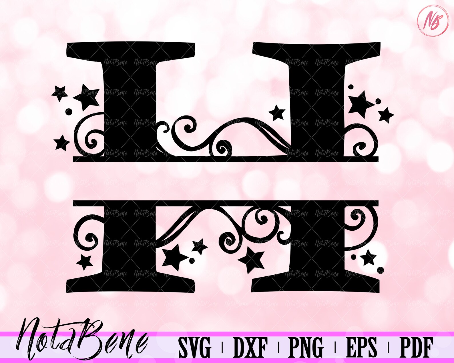 H Split Monogram SVG Split Letter H SVG Divided Initial H Svg | Etsy