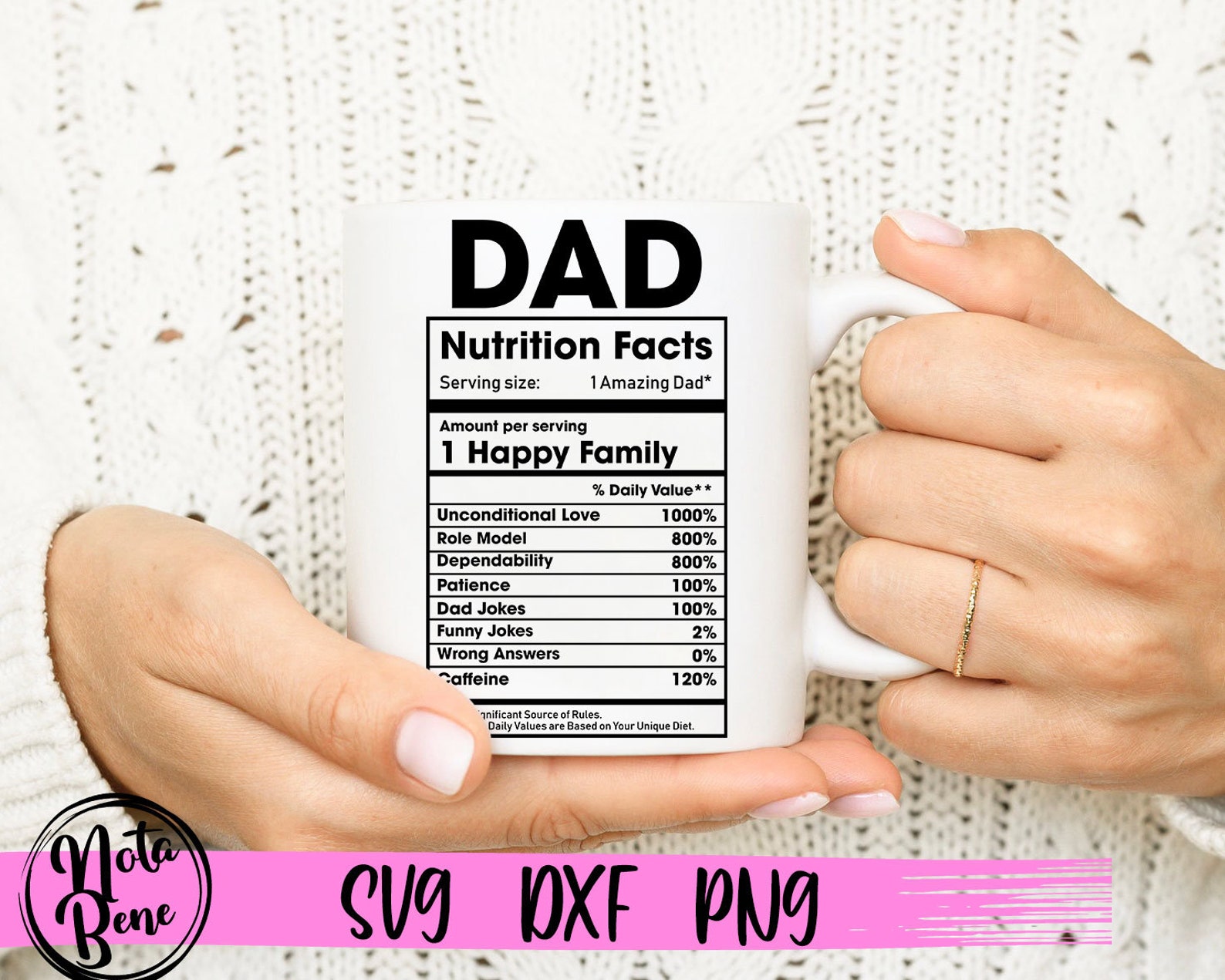 DAD Nutrition Facts 2 SVG Cut File, Dad Nutritional Facts Svg, Funny ...