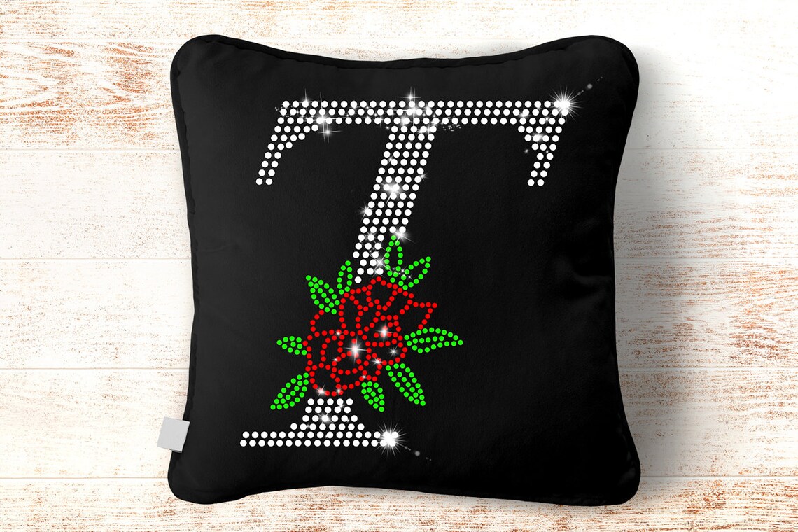 Floral T Letter SVG Rhinestone Template SVG Diamond Bling - Etsy