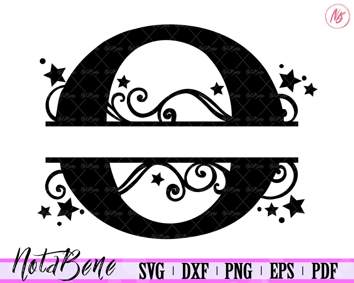 O Split Monogram SVG Swirls Stars Split Letter O SVG Elegant | Etsy