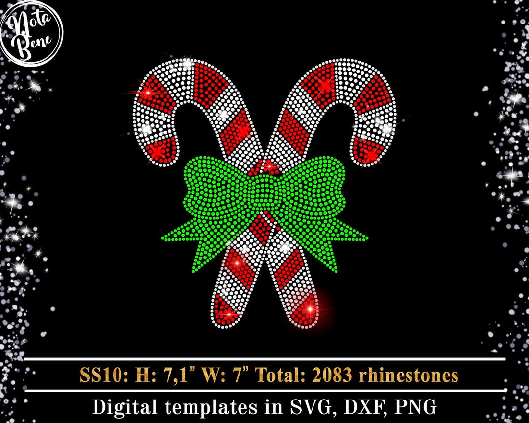 Candy Cane Rhinestone Template Svg, Christmas Rhinestone Design ...