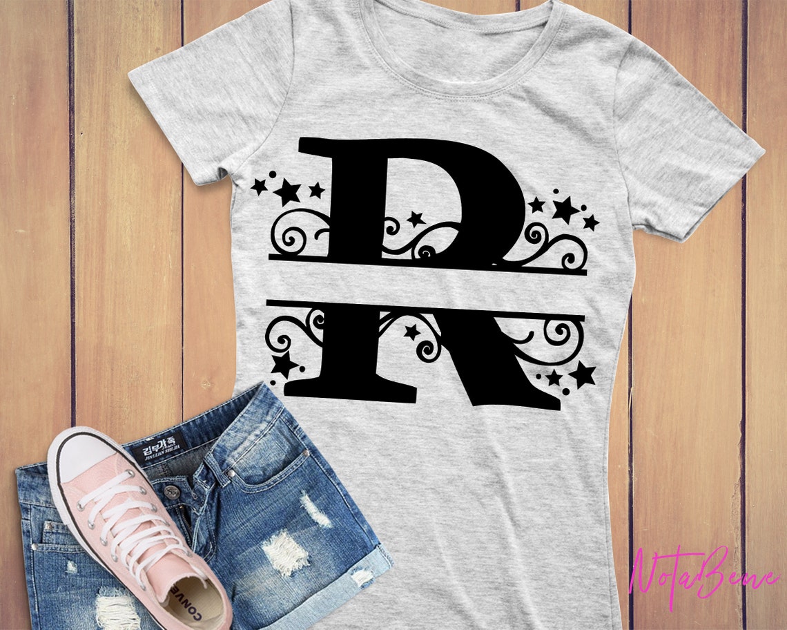 R Split Monogram SVG Swirls Stars Split Font Letter R SVG - Etsy
