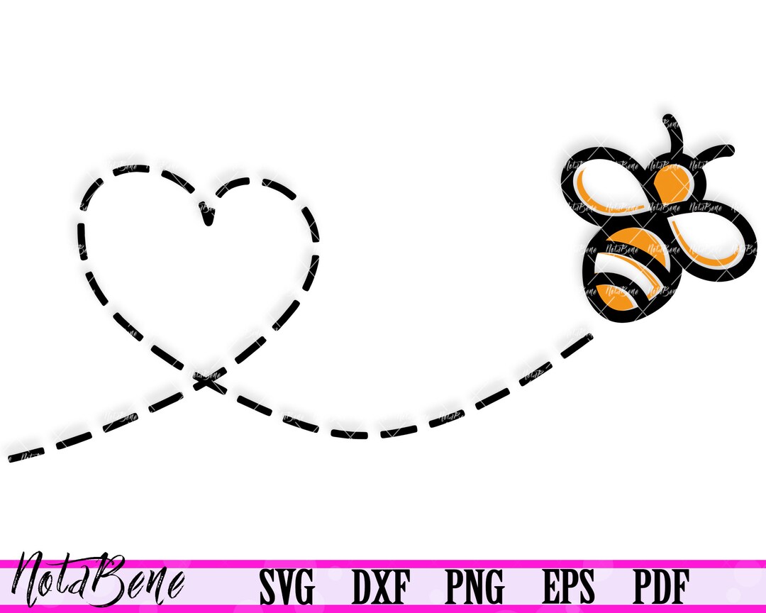 Bee SVG, Bumble Bee Svg, Cute Honey Bee Png, Flying Route Heart Svg ...