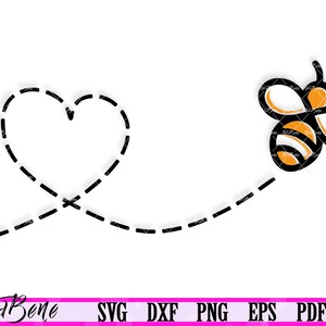 Bee SVG, Bumble Bee Svg, Cute Honey Bee Png, Flying Route Heart Svg ...