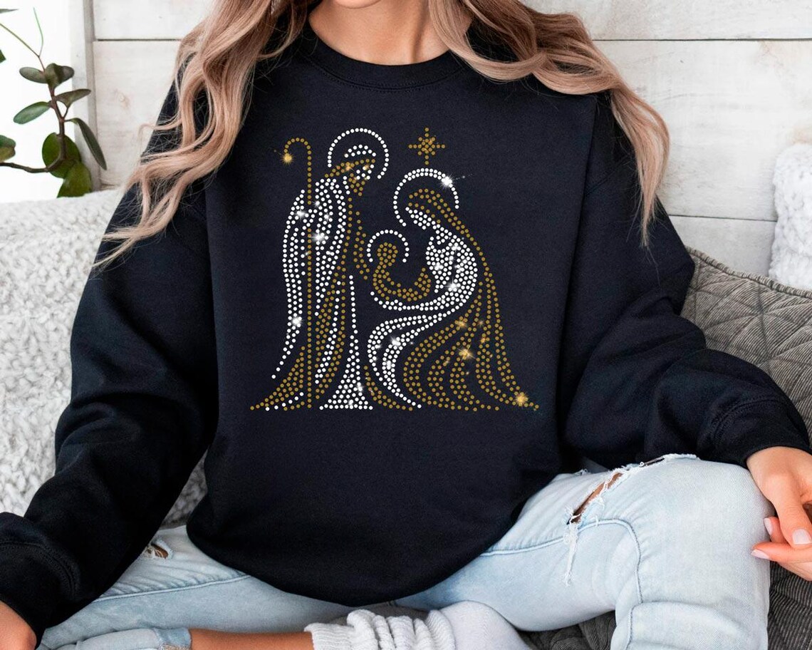 Nativity Scene, Rhinestone Template SVG, Christmas Manger Bling Svg ...