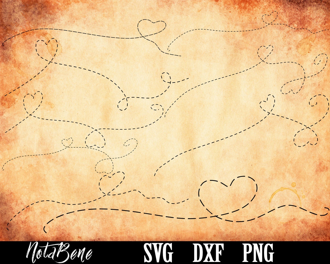 Dashed Heart Lines SVG Doodle Lines Svg Bundle Long Distance - Etsy