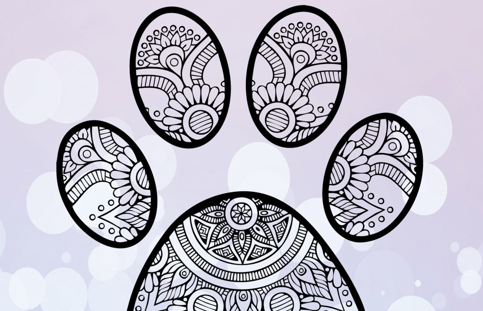 Zentangle Cat Paws SVG Dog Paw Mandala SVG Pet Lover Art Svg | Etsy