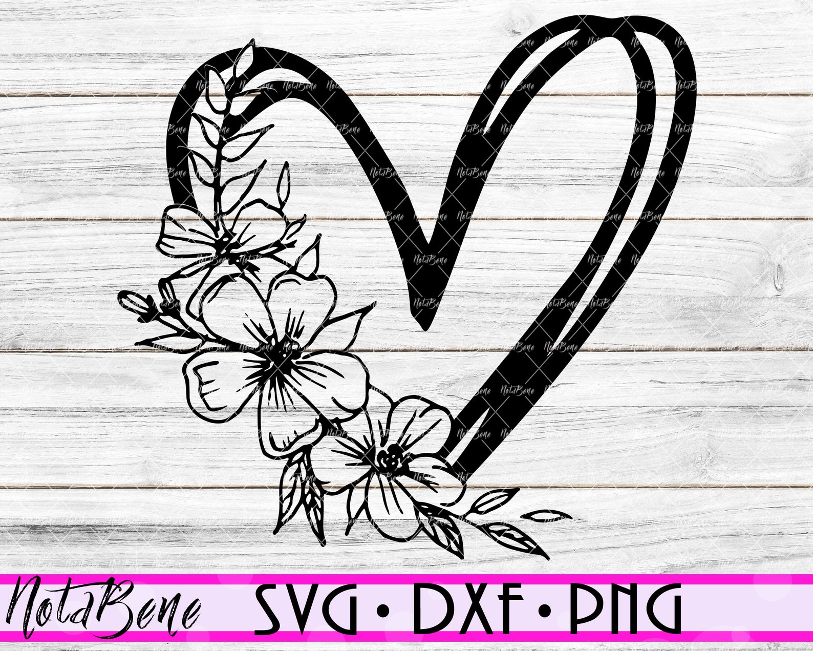 Floral Heart Svg Cut File Flowers Heart Clipart SVG Floral | Etsy