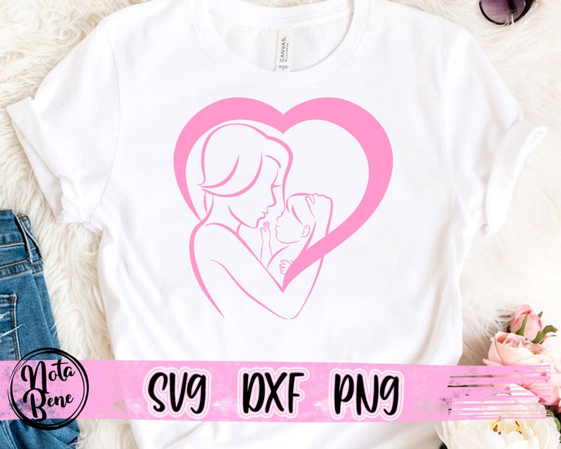 Mother Holding Baby Silhouette SVG Mother and Baby Heart SVG - Etsy
