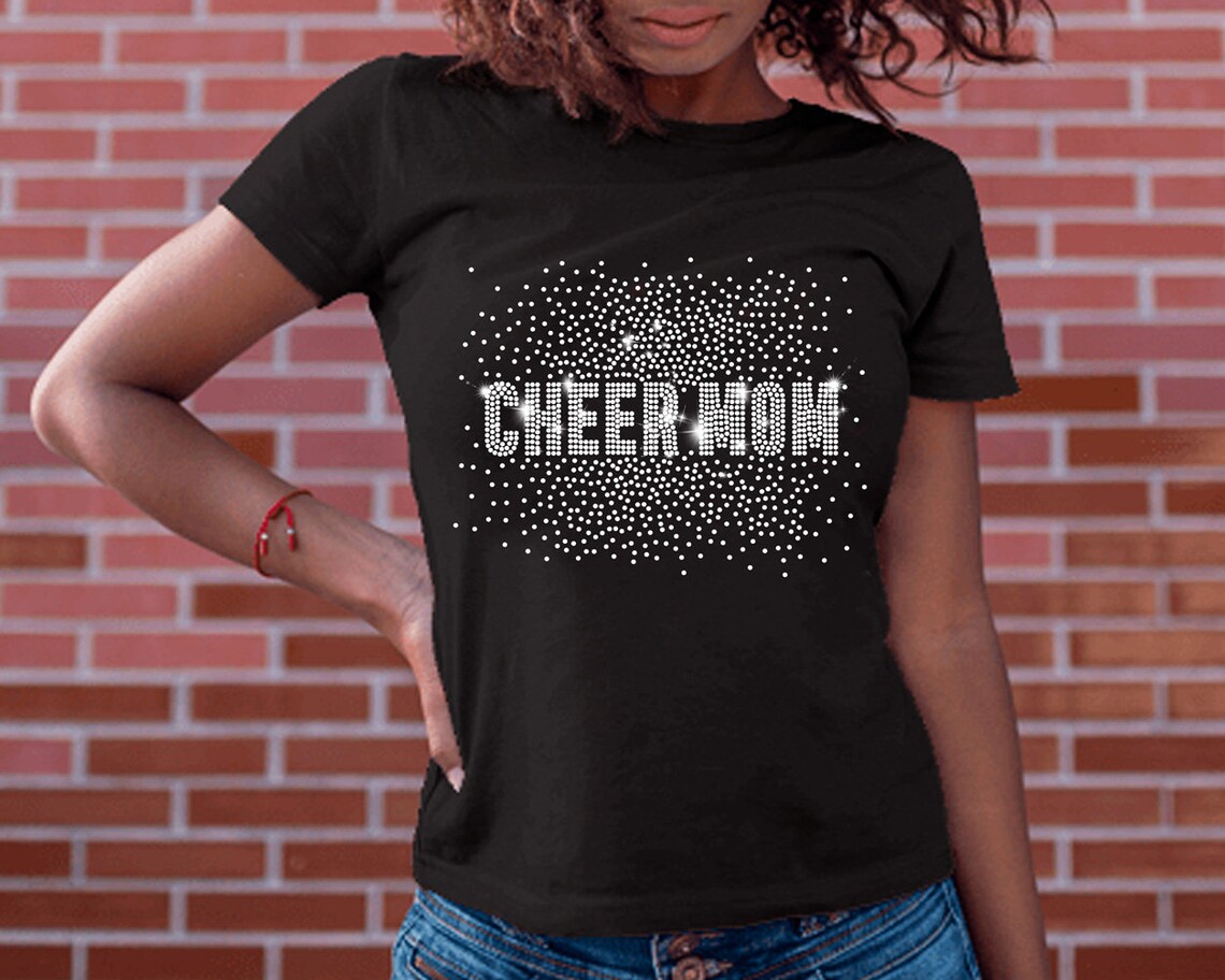 CHEER MOM Rhinestone Template Svg Cheerleader Scattered Spray - Etsy