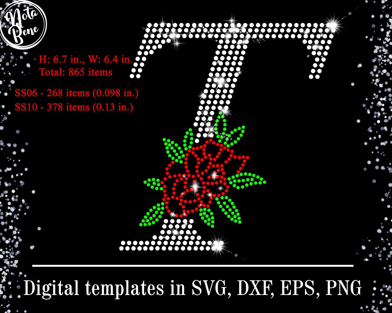 Floral T Letter SVG Rhinestone Template SVG Diamond Bling - Etsy