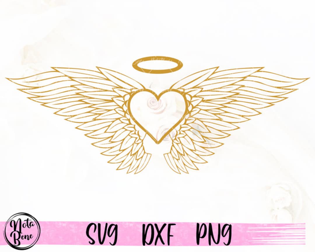 Angel Wings With Halo And Heart