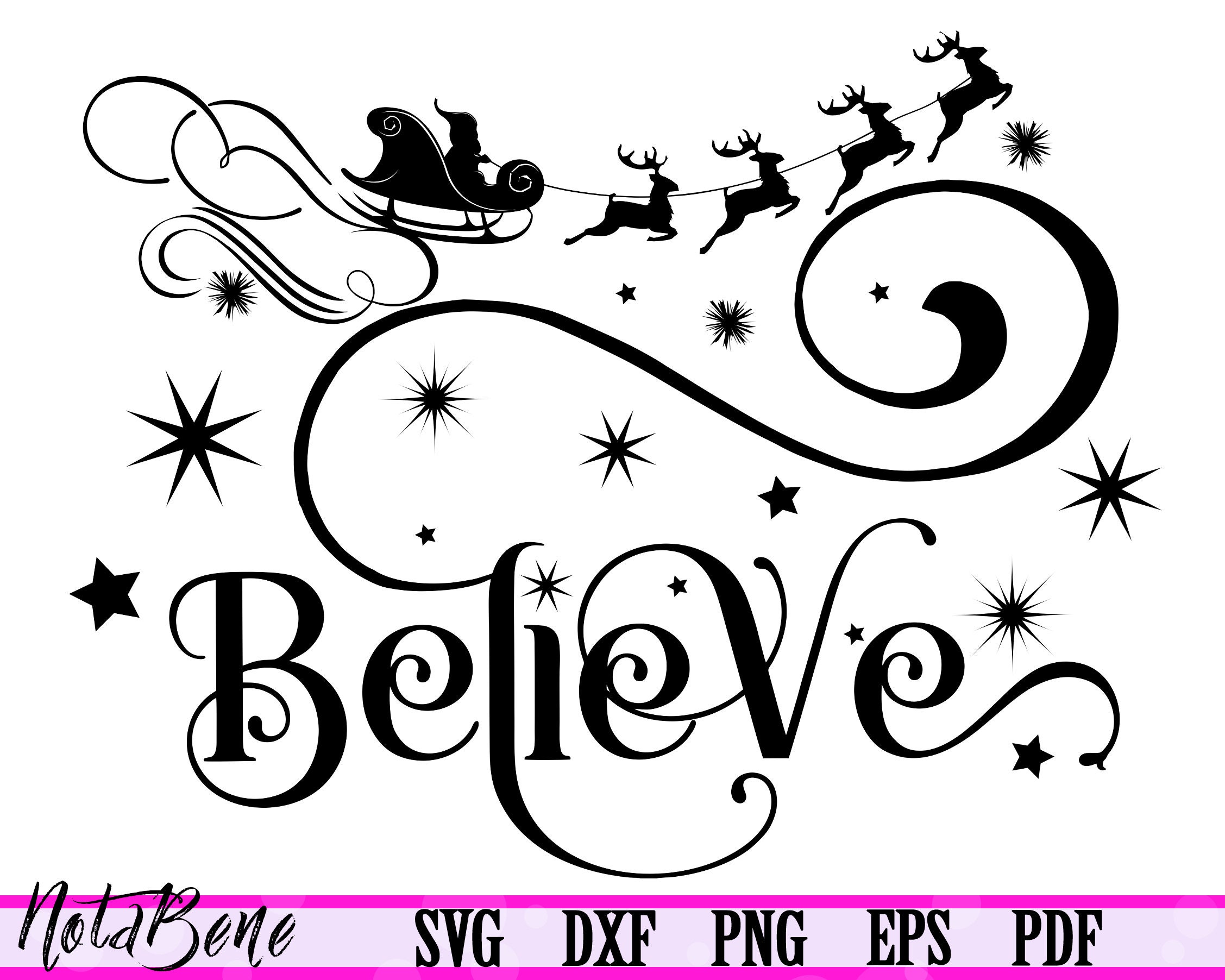 Believe Svg Christmas Sleigh Svg Holiday Svg Winter Svg Merry | Etsy