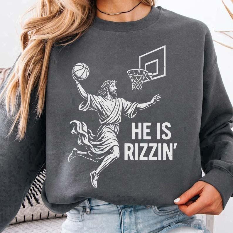 Dunking Jesus Basketball SVG PNG, He is Rizzin, Funny Christian Meme ...