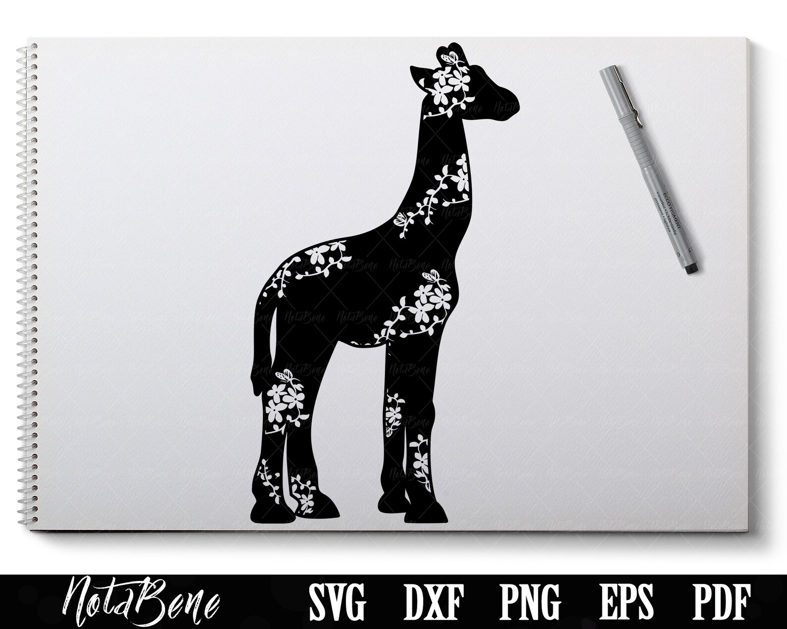 Decorative Giraffe SVG Floral Giraffe Cute Flowers Giraffe | Etsy
