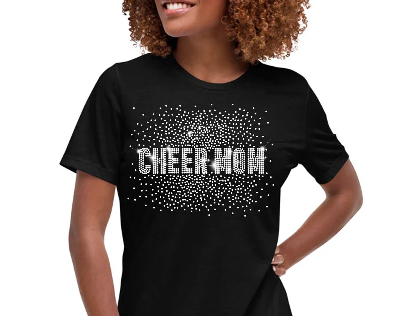 CHEER MOM Rhinestone Template Svg Cheerleader Scattered Spray | Etsy