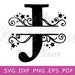 J Split Monogram SVG Elegant Split Letter J SVG Swirls Stars Divided ...