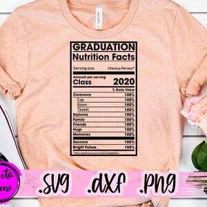 Graduation Nutrition Facts SVG Cut file Gradation Svg Senior | Etsy
