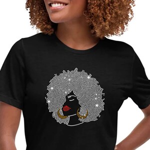 Afro Girl Rhinestone Template Svg, Afro American Woman Bling Svg ...