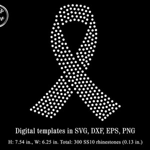 Cancer Ribbon Rhinestone Template Digital Download, Cancer Awareness ...
