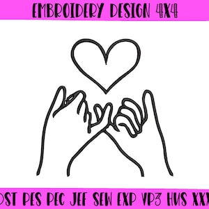 Pinky Promise Machine Embroidery, Boho Embroidery, Holding Hands ...