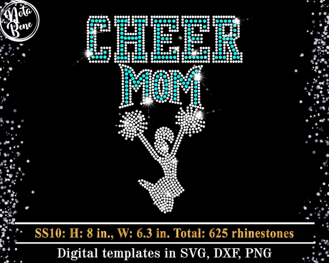 CHEER MOM Rhinestone Template SVG, Cheerleader Girl Rhinestones Svg ...