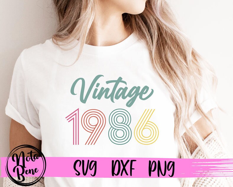Vintage 1986 Birthday SVG, Retro Birthday Shirt Png, Classic 1986 ...