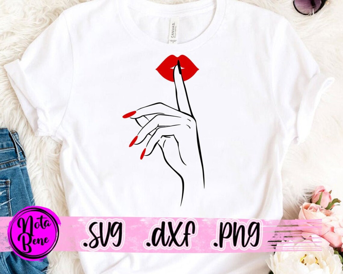 Finger on Lips SVG Silence Sign Woman Lips Cut File Shhhh - Etsy
