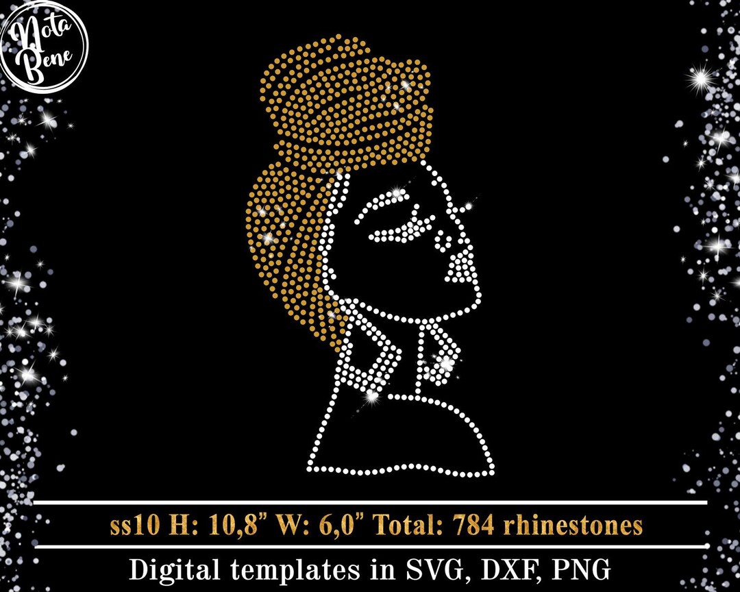 Afro Diva Rhinestone Template Svg, Afro American Woman Bling Svg, Queen ...