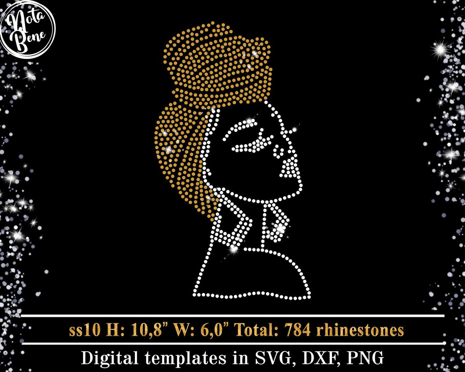 Afro Diva Rhinestone Template SVG - Woman Queen Boss Bling Shirt ...