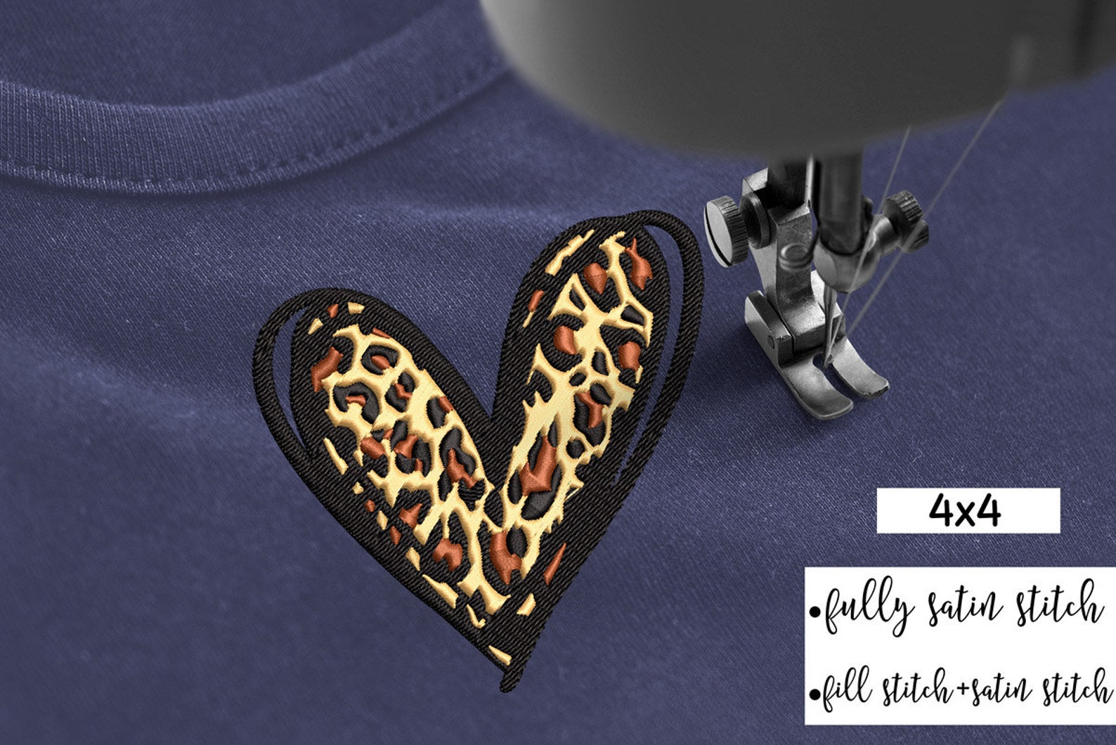 Heart Embroidery Leopard Print Heart Modern Mini Embroidery - Etsy