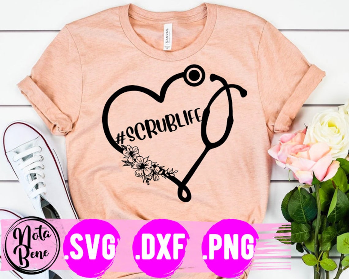 Scrub Life Svg Floral Stethoscope SVG Heart Stethoscope Svg - Etsy
