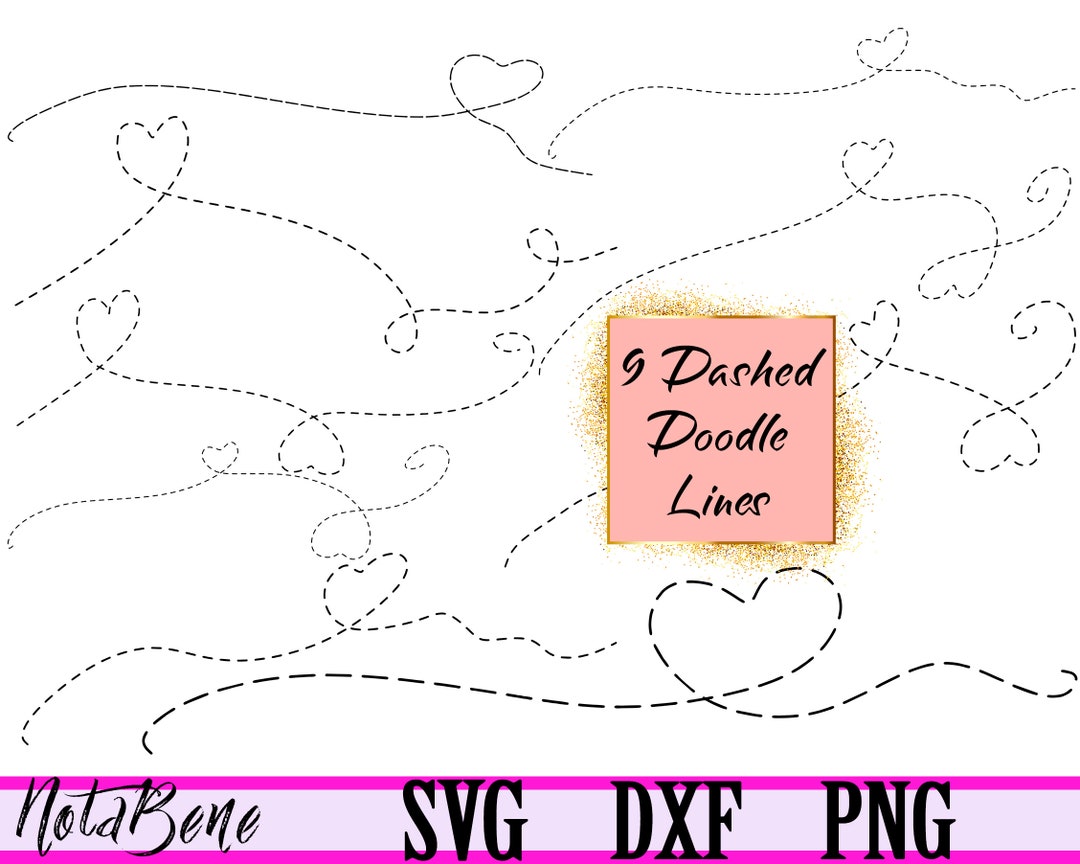 Dashed Heart Lines SVG, Doodle Lines Svg Bundle, Long Distance Route ...