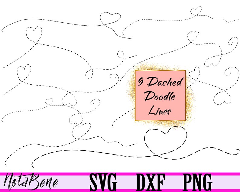 Buy Dashed Heart Lines SVG Doodle Lines Svg Bundle Long Distance Online ...