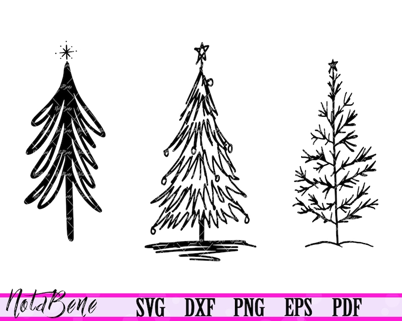 Simple Christmas Trees Svg Christmas Tree Line Art | Etsy